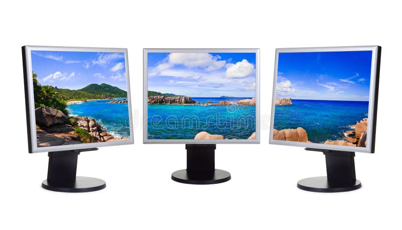 Panorama of Coast on Computer Screens Stock Image - Image of ocean ...
