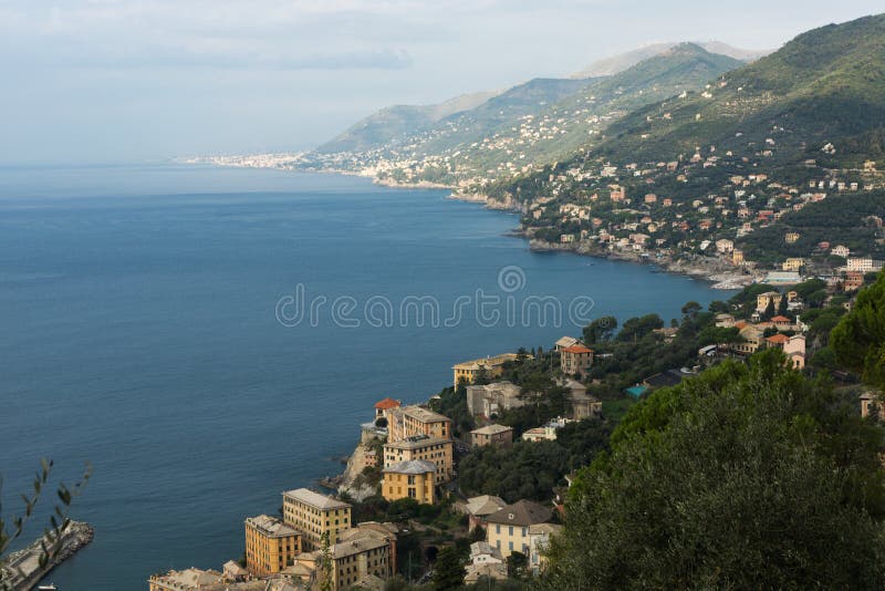 Panorama of the Coast of the Ligurian Sea Stock Photo - Image of ...