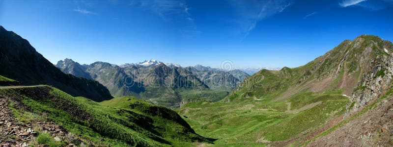 A Panorama of Col Du Tourmalet in Pyrenees Mountains Stock Photo ...