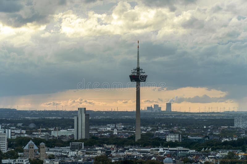 Dramatic Thunderclouds Over Cologne and a View of Colonius Stock Image ...