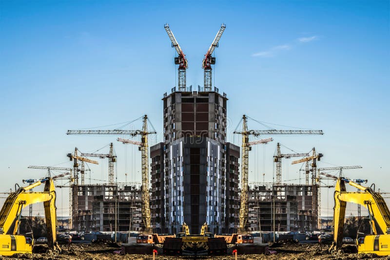 Panorama of Construction at the Background of Blue Sky Stock Photo ...