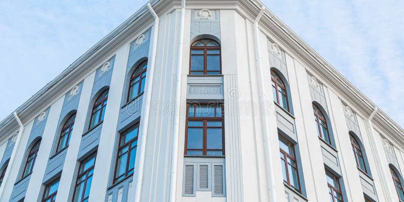 Panorama of the Corner of Pale Building Stock Photo - Image of panorama ...