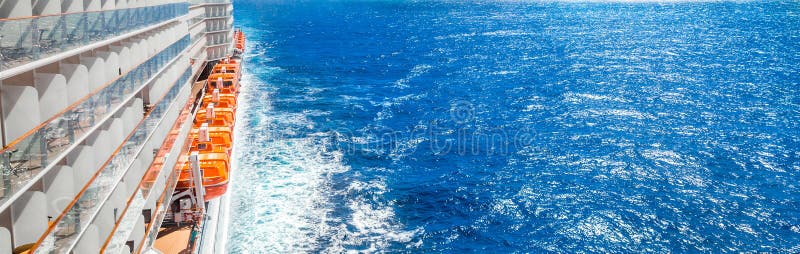 Panorama of Cruise Ship and Blue Deep Ocean Stock Image - Image of ...