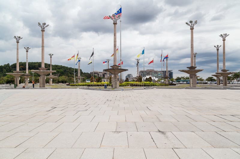 Panorama of Dataran Putra with Malaysian Flags in Putrajaya Stock Image ...