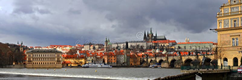 Panorama de Praga imagen de archivo. Imagen de tarde, puente - 8995717