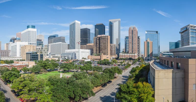 Panorama Del Centro Di Houston Immagine Stock - Immagine di contea ...