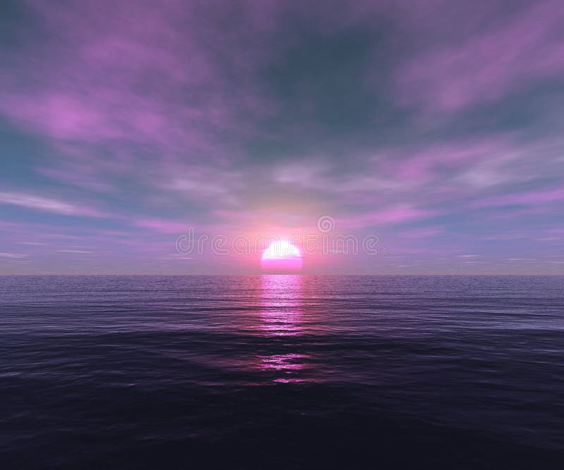 Panorama Del Tramonto Alba Al Mare, Oceano Immagine Stock - Immagine di ...