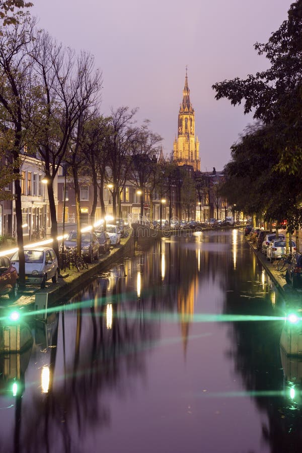 Delft City Hall at night stock image. Image of night - 110760721