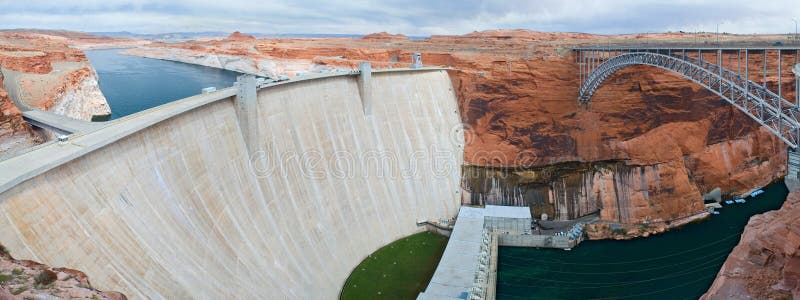 Panorama Della Diga E Del Ponte Di Glen Canyon Fotografia Stock ...