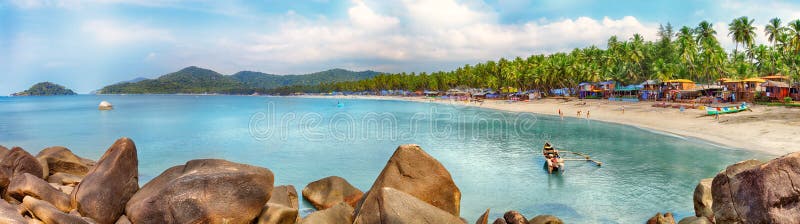 Panorama Della Spiaggia Di Goa, Palolem, India Fotografia Stock ...