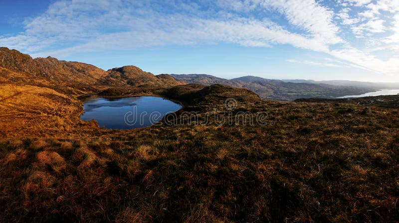 Panorama Der Bluestack-Berge in Donegal Irland Mit Einem See in Der ...