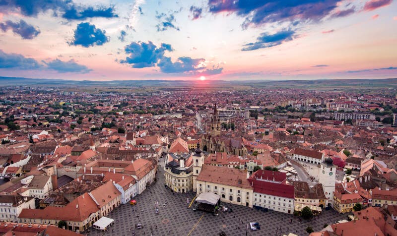 Panorama Di Sibiu Nella Transilvania Romania Immagine Stock - Immagine ...