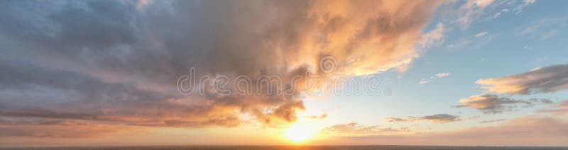Panorama of Dramatic Sunset Sky Stock Image - Image of horizon ...
