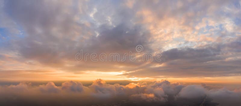 Panorama of Dramatic Vibrant Color with Beautiful Cloud of Sunrise and ...