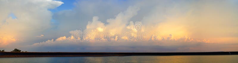 Panorama of Dramatic Vibrant Color with Cloud of Sunrise Stock Image ...