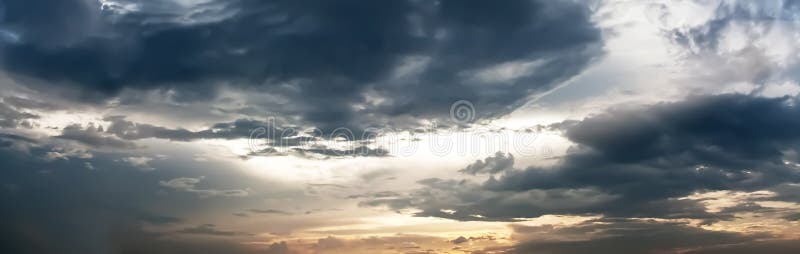 Panorama Dramatic Sky at Sunset Stock Image - Image of clouds, weather ...