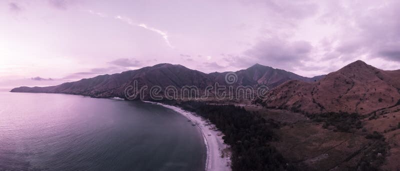 Panorama Drone View of a Round Beach Line Stock Photo - Image of aerial ...