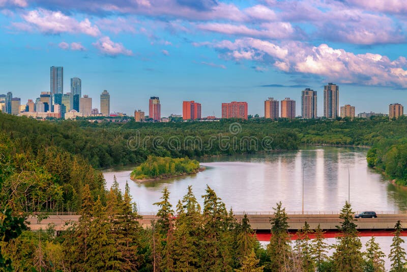 Panorama of the Edmonton Skyline and River Valley Stock Photo - Image ...