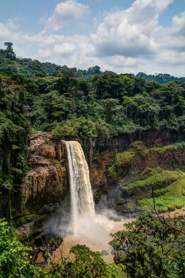 Panorama of Main Cascade of Ekom Waterfall at Nkam River, Cameroon ...