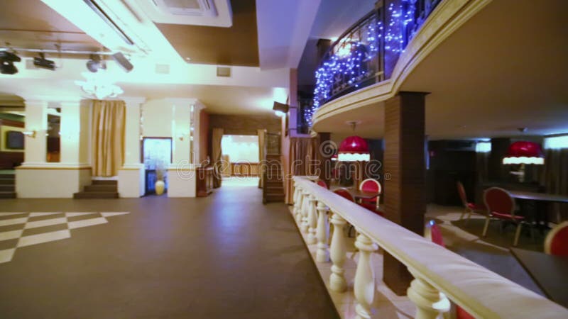 Panorama of Empty Hall at Restaurant in Classical Stock Footage - Video ...