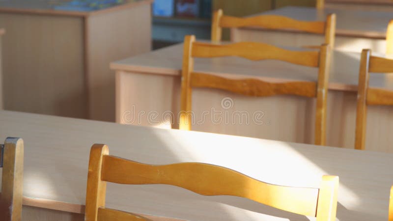 Panorama of Empty Tables in Classroom Stock Footage - Video of ...