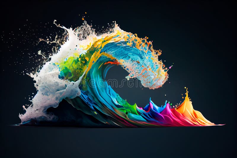 Panorama Exploding Liquid Paint in Rainbow Colors with Splashes ...