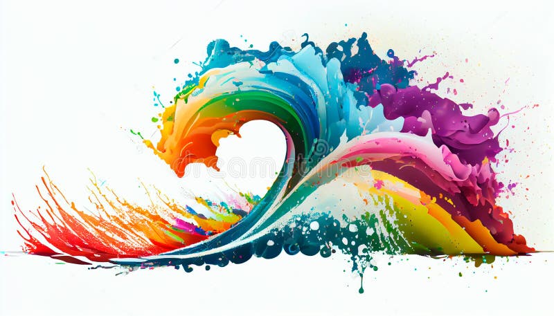 Panorama Exploding Liquid Paint in Rainbow Colors with Splashes ...