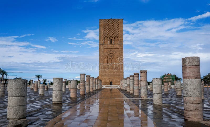 Panorama of the Famous Hassan Tower in Rabat. Stock Photo - Image of ...