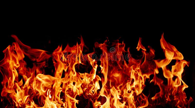 Panorama of Fire Flames on Black Background Stock Photo - Image of ...