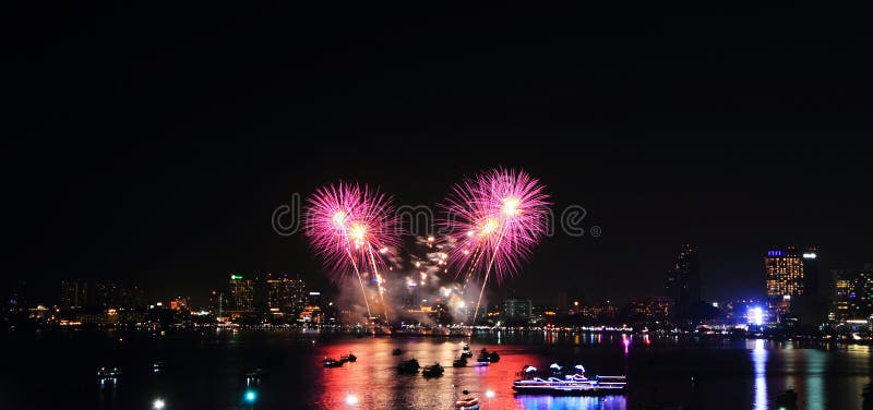 Fireworks display panorama stock photo. Image of celebration - 47700394