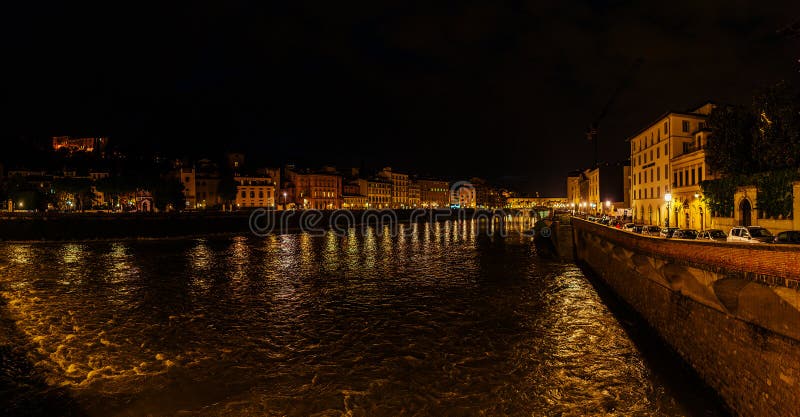 Panorama Florencja Na Tle Arno Rzeka Fotografia Editorial - Obraz ...