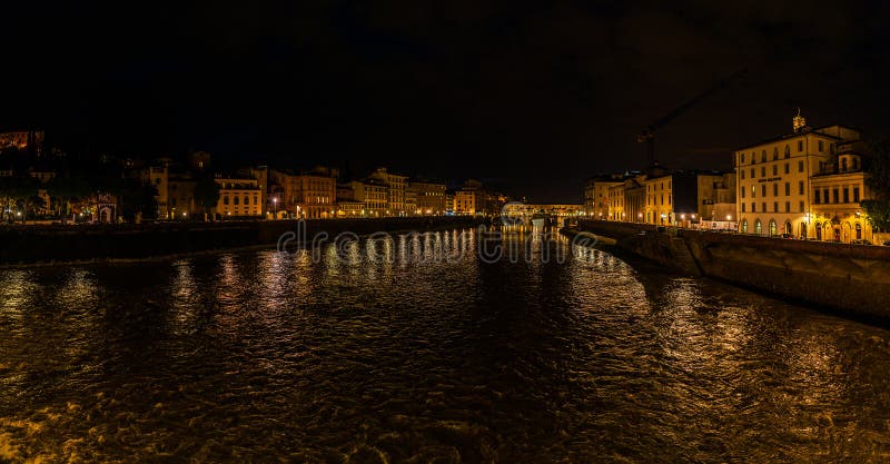 Panorama Florencja Na Tle Arno Rzeka Fotografia Editorial - Obraz ...