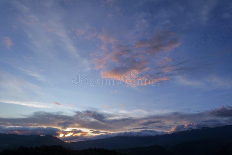 Panorama of Forest in Hilly Valley with Sunset Background Stock Photo ...
