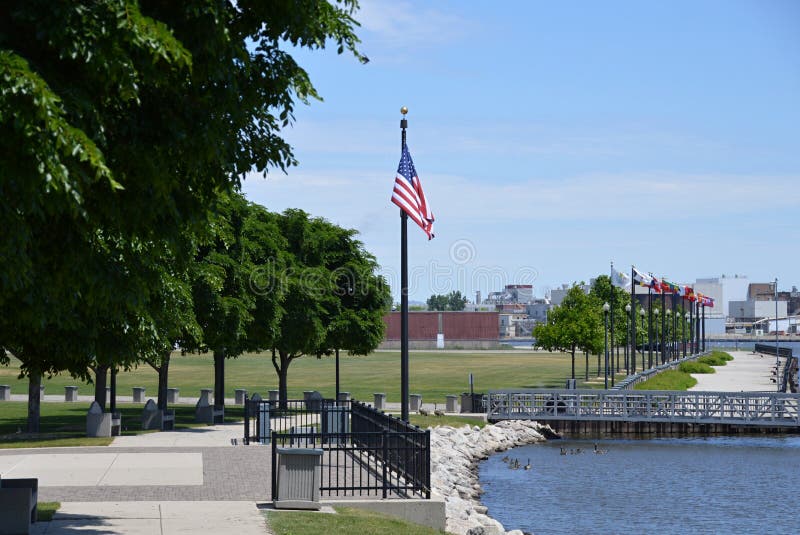 Panorama at the Fox River in the Town Green Bay, Wisconsin Stock Image ...