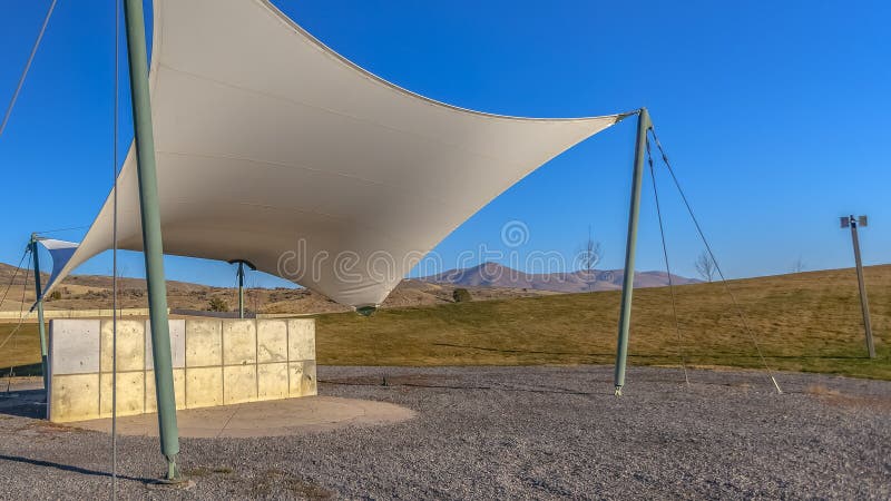 Panorama Frame Concrete Rectangular Structure Under a White Canopy ...