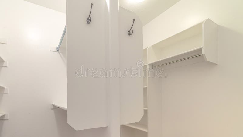 Panorama Frame Interior of a Dual Walk in Wardrobe Stock Image - Image ...