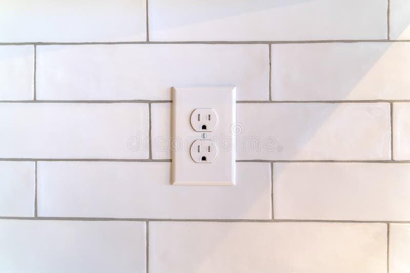 Panorama Frame Power Outlet on White Wall in Home Stock Photo - Image ...