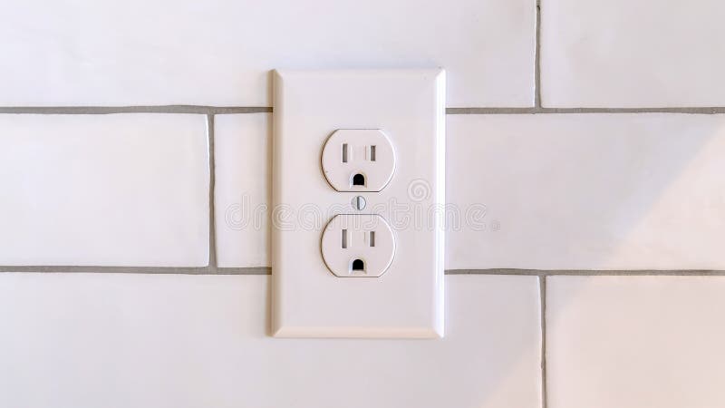Panorama Frame Power Outlet on White Wall in Home Stock Photo - Image ...