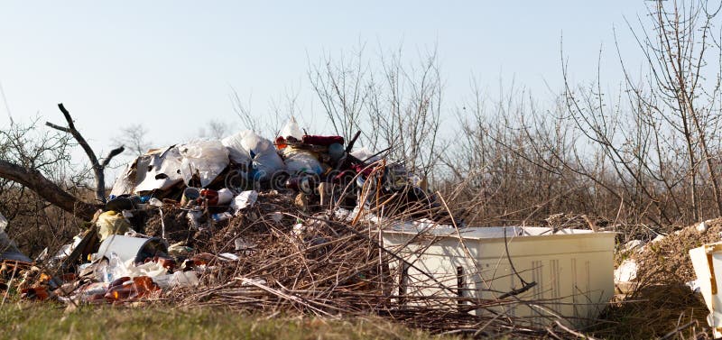 Panorama of a Garbage Dump in Nature. Throwing Waste Directly into ...