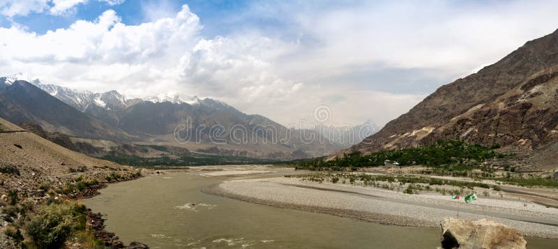 Panorama of Gilgit River, Gilgit-Baltistan Province Pakistan Stock ...