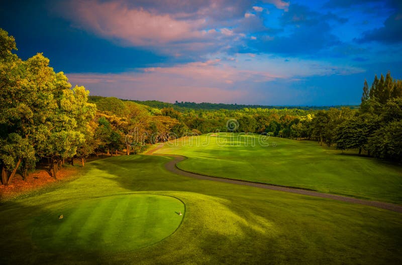 Golf Course Panorama stock photo. Image of golf, mountains - 12568232