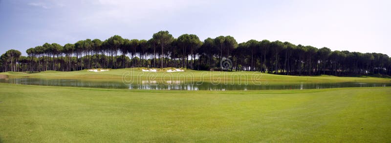 Panorama of Golf Club, Green Grass Stock Image - Image of holiday, golf ...