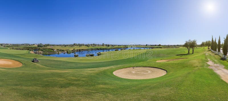Panorama of a Golf Course on Sunny Day. Stock Photo - Image of ...