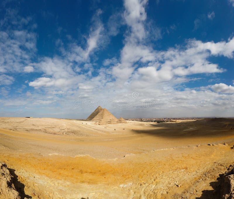 Panorama of the Great Pyramids of Giza, Egypt Stock Photo - Image of ...