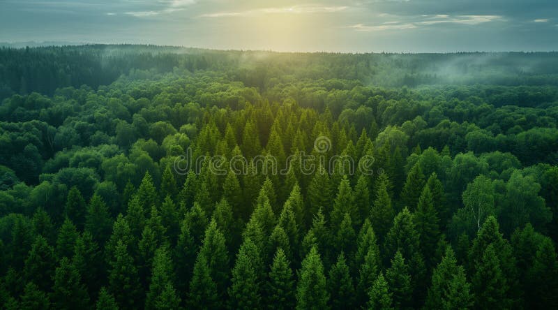 Panorama of Green Forest Landscape with Trees (trunks) Stock Image ...