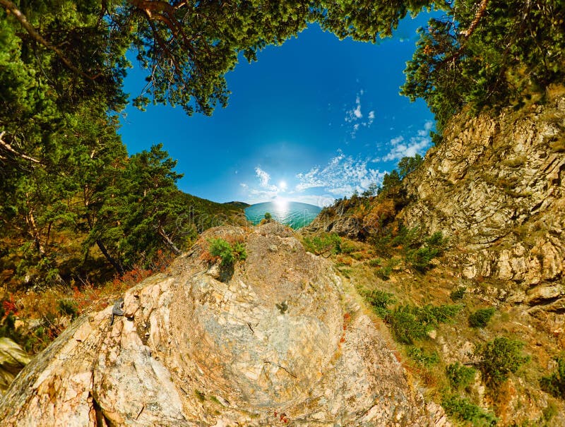 Panorama Grotto of Trees Overlooking the Sea Baikal Polar Projection ...