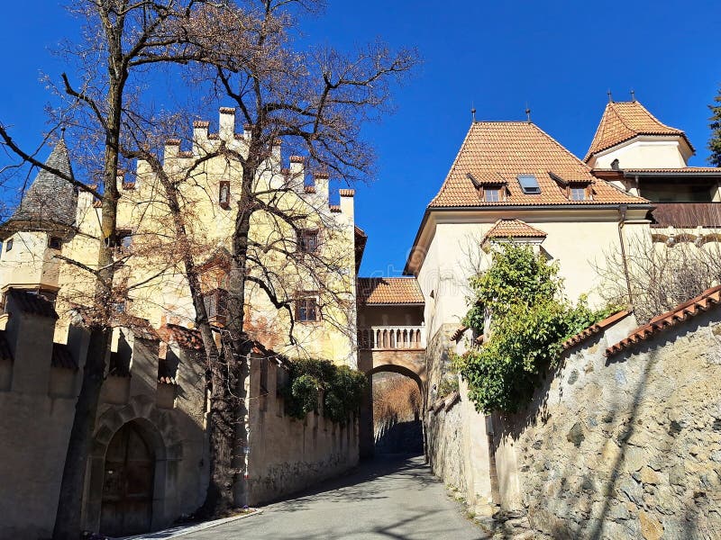 Panorama of the Hanberg Castle in Bressanone Stock Photo - Image of ...