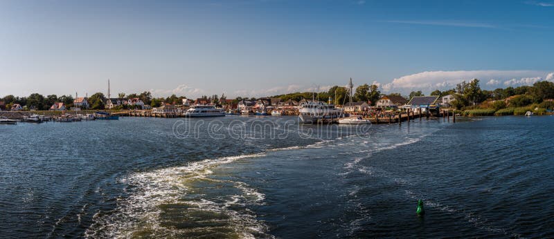 Panorama from the Harbor in Vitte on the Island Hiddensee on the Baltic ...