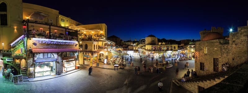 Panorama of Hippocrates Square of the Old City of Rhodes Greece ...