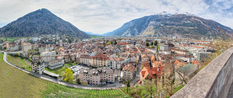 Panorama of Historic Chur, Switzerland Stock Image - Image of church ...